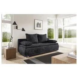 Schlafsofa WERK2 "Biggi komfortabel & elegant, Schlaffunktion, Bettkasten, Breite 206 cm", grau (anthrazit), B:206cm H:88cm T:91cm, 100% Polyester, Sofas, Schlafsofa, inkl. losen Kissen, Boucl&eacute; APHRODITE, Anthrazit