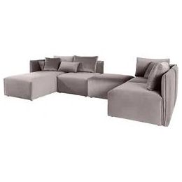 Wohnlandschaft OTTO HOME "N&ouml;re U-Form", grau (hellgrau), B:340cm H:74cm T:172cm, Samtoptik (100% Polyester), Sofas, Wohnlandschaft, 5 Teile, in vielen Bezugsqualit&auml;ten und Farben s. auch "N&ouml;re"