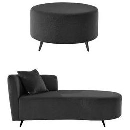 Recamiere Home Affaire "Hulby", schwarz, B:182cm H:82cm T:90cm, 95% Polyester, 5% Polyacryl, Sofas, Recamiere, wahlweise mit und ohne Hocker und Armlehne links oder rechts