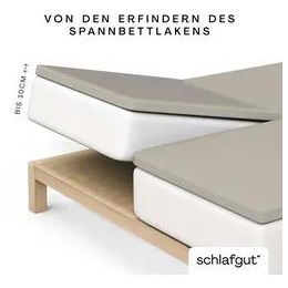 Spannbettlaken Schlafgut "Pure Split-Topper", beige (sand mid), 1 Stk., Jersey-Elasthan, 180-200x200-220 10cm, Jersey-Elasthan, Obermaterial: 95% Baumwolle, 5% Elasthan, Bettlaken, Spannbettlaken, MADE IN GREEN by OEKO-TEX