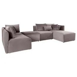 Wohnlandschaft OTTO HOME "N&ouml;re U-Form", grau (hellgrau), B:340cm H:74cm T:172cm, Samtoptik (100% Polyester), Sofas, Wohnlandschaft, 5 Teile, in vielen Bezugsqualit&auml;ten und Farben s. auch "N&ouml;re"