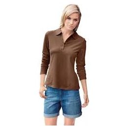 Poloshirt Heine "Poloshirt", Damen, Gr. 40, braun, 95% Baumwolle, 5% Elasthan, unifarben, Shirts