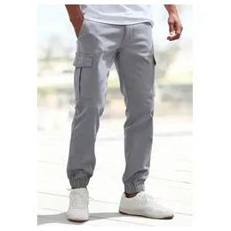 Cargohose AUTHENTIC LE JOGGER, Damen, Gr. 33, N-Gr, grau (hellgrau), Web, Obermaterial: 97% Baumwolle, 3% Elasthan, unifarben, regular fit lang, Hosen Cargohose, mit normaler Bundh&ouml;he aus elastischer Baumwoll-Qualit&auml;t