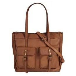 Shopper Samantha Look, Damen, Gr. B/H/T: 37cm x 32cm x 8cm onesize, braun (cognac), Leder, Taschen Shopper, echt Leder, Made in Italy