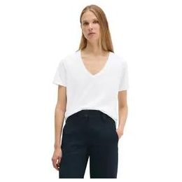 Marc O'Polo T-Shirt MARC O'POLO "aus Organic Cotton", Damen, Gr. S, wei&szlig;, Obermaterial: 100% Baumwolle, unifarben, Basic, regular fit, V-Ausschnitt, Shirts T-Shirt