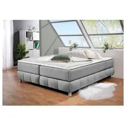 Boxspringbett Home Affaire "Salo", grau, B:186cm L:206cm, Komplettbetten, Boxspringbett, Ohne Kopfteil, inkl. Topper, auch in &Uuml;berl&auml;nge 220 cm