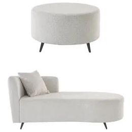 Recamiere Home Affaire "Hulby", beige (natur), B:182cm H:82cm T:90cm, 95% Polyester, 5% Polyacryl, Sofas, Recamiere, wahlweise mit und ohne Hocker und Armlehne links oder rechts