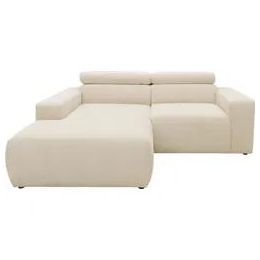 Ecksofa DOMO collection "Brandon, inkl. Kopfteilverstellung, B/T/H: 214/100/80 cm, L-Form", beige (creme), B:214cm H:80cm T:175cm, 100% Polyester, Sofas, Ecksofa, Cord, creme