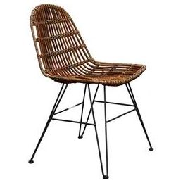 SIT-M&Ouml;BEL Rattanstuhl SIT, beige (natur, schwarz), B:50cm H:84,5cm T:60cm, Geflecht Rattan, Metall, St&uuml;hle, Rattanstuhl, Fischgr&auml;ten-Optik im R&uuml;ckenbereich