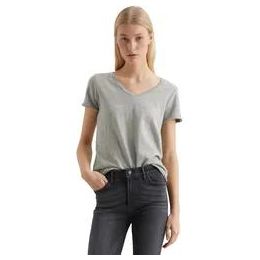 Marc O'Polo T-Shirt MARC O'POLO DENIM "aus Organic Cotton Slub Jersey", Damen, Gr. XS, grau (stone melange), Obermaterial: 100% Baumwolle, unifarben, Basic, regular fit, V-Ausschnitt, Shirts T-Shirt