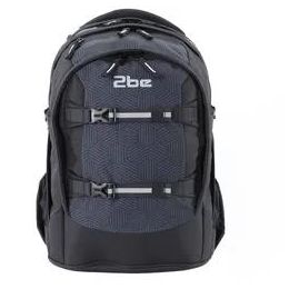 Schulrucksack 2be, Kinder, Gr. B/H/T: 23cm, schwarz (schwarz, grau), Kunstfaser, Rucks&auml;cke Schulrucksack, mit reflektierenden Elementen