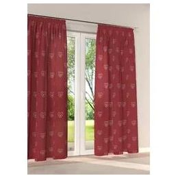 Vorhang Stickereien Plauen "Hirsch" Gr. 6, rot (hellrot, rot), B:130cm H:245cm, Polyester, Viskose, Gardinen