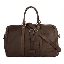 Reisetasche FORTY, Gr. B/H/T: 53cm x 30cm x 20cm onesize, braun, Leder, leicht gl&auml;nzend, unifarben, Taschen Reisetasche, echt Leder, Made in Italy