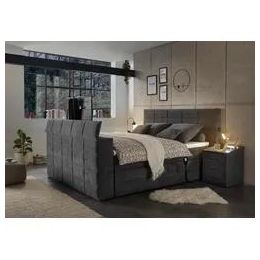 Boxspringbett ED EXCITING DESIGN "Denver", grau (anthrazit uran 04), B:202cm L:240cm, 95% Polyester, 5% Nylon, Komplettbetten, Boxspringbett, inkl. Motor, Topper und motorisierter TV-Halterung bis 40 Zoll