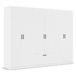 Dreht&uuml;renschrank Rauch "Kleiderschrank Schrank Garderobe W&auml;scheschrank BARI", wei&szlig; (alpinwei&szlig;), B:270cm H:210cm T:54cm, Holzwerkstoff, Schr&auml;nke, Dreht&uuml;renschrank, mit Schubasten mittig, moderner Griff in Graumetallic MADE IN GERMANY