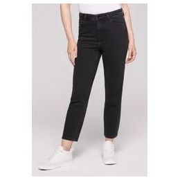 Mom-Jeans SOCCX, Damen, Gr. 28, Normalgr&ouml;&szlig;en, schwarz, Denim/Jeans, Material: 99% Baumwolle, 1% Elasthan, Abriebeffekte, weit, Jeans, mit hoher Leibh&ouml;he