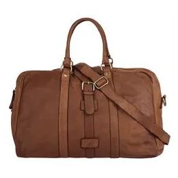 Reisetasche FORTY, Gr. B/H/T: 53cm x 30cm x 20cm onesize, braun (cognac), Leder, leicht gl&auml;nzend, unifarben, Taschen Reisetasche, echt Leder, Made in Italy