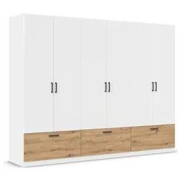 Dreht&uuml;renschrank Rauch "Kleiderschrank Schrank Garderobe W&auml;scheschrank BARI", wei&szlig; (alpinwei&szlig;, eiche artisan), B:270cm H:210cm T:54cm, Holzwerkstoff, Schr&auml;nke, Dreht&uuml;renschrank, mit Schubk&auml;sten und modernem Griff in Graumetallic MADE IN GERMANY