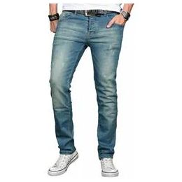 Slim-fit-Jeans Alessandro Salvarini "ASLuca", Herren, Gr. W36L36, L&auml;nge 36, blau (as043), Denim/Jeans, Obermaterial: 98% Baumwolle, 2% Elasthan, Destroyed-Effekte, leichte Abriebeffekte, slim fit, Jeans Slim-fit-Jeans, Stretch mit Elasthan