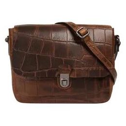 Umh&auml;ngetasche Bugatti "NEVIO", Damen, Gr. B/H/T: 26cm x 21cm x 6cm onesize, braun (cognac), Leder, leicht gl&auml;nzend, unifarben, Taschen Umh&auml;ngetasche, echt Leder