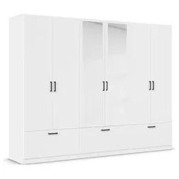 Dreht&uuml;renschrank Rauch "Kleiderschrank Schrank Garderobe W&auml;scheschrank BARI mit Spiegel", wei&szlig; (alpinwei&szlig;), B:270cm H:210cm T:54cm, Holzwerkstoff, Schr&auml;nke, Dreht&uuml;renschrank, mit Schubk&auml;sten und modernem Griff in Graumetallic MADE IN GERMANY