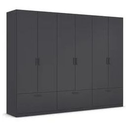 Dreht&uuml;renschrank Rauch "Kleiderschrank Schrank Garderobe W&auml;scheschrank BARI", grau (graumetallic), B:270cm H:210cm T:54cm, Holzwerkstoff, Schr&auml;nke, Dreht&uuml;renschrank, mit Schubk&auml;sten und modernem Griff in Graumetallic MADE IN GERMANY
