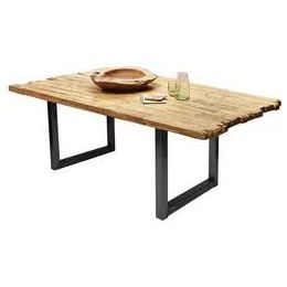 SIT-M&Ouml;BEL Esstisch SIT, braun (natur, antikschwarz, antikschwarz, natur), B:220cm H:75,5cm T:100cm, Platte recyceltes Teak, Gestell Metall, Tische, Esstisch, Platte mit Bruchkante aus recyceltem Holz