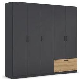 Dreht&uuml;renschrank Rauch "Kleiderschrank Schrank Garderobe W&auml;scheschrank BARI", grau (graumetallic, eiche artisan), B:225cm H:210cm T:54cm, Holzwerkstoff, Schr&auml;nke, Dreht&uuml;renschrank, mit Schubasten au&szlig;en, moderner Griff in Graumetallic MADE IN GERMANY