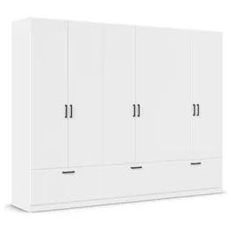 Dreht&uuml;renschrank Rauch "Kleiderschrank Schrank Garderobe W&auml;scheschrank BARI", wei&szlig; (alpinwei&szlig;), B:270cm H:210cm T:54cm, Holzwerkstoff, Schr&auml;nke, Dreht&uuml;renschrank, mit Schubk&auml;sten und modernem Griff in Graumetallic MADE IN GERMANY