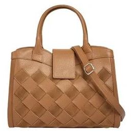 Henkeltasche Samantha Look, Damen, Gr. B/H/T: 33cm x 20cm x 8cm onesize, braun (cognac), Leder, Taschen Handtasche, echt Leder, Made in Italy