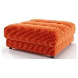 Polsterhocker 3C Candy "Stripes", orange (aperol), B:100cm H:43cm T:100cm, 100% Polyester, Hocker, Polsterhocker, Passend zur Serie Stripes, Chenille-Bezug