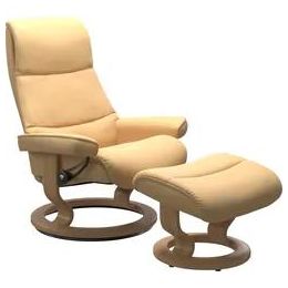 Fu&szlig;hocker stressless "View", gelb, B:57cm H:40cm T:47cm, Hocker, Fu&szlig;hocker, mit Classic Base,Gestell Eiche