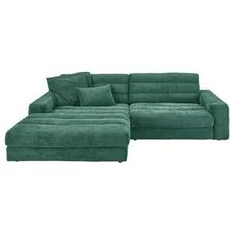 Ecksofa 3C Candy "Stripes Mega-Sofa, bequem und komfortabel, L-Form", gr&uuml;n, B:296cm H:83cm T:205cm, 88% Polyester, 12% Polyacryl, Sofas, Ecksofa, Lose R&uuml;ckenkissen, mit feiner Quersteppung, Cord-Bezug