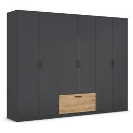Dreht&uuml;renschrank Rauch "Kleiderschrank Schrank Garderobe W&auml;scheschrank BARI", grau (graumetallic, eiche artisan), B:270cm H:210cm T:54cm, Holzwerkstoff, Schr&auml;nke, Dreht&uuml;renschrank, mit Schubasten mittig, moderner Griff in Graumetallic MADE IN GERMANY