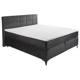 Boxspringbett ED EXCITING DESIGN "Navarra", schwarz, B:183cm L:210cm, 100% Polyester, Komplettbetten, Boxspringbett, wahlweise mit Matratze