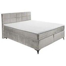 Boxspringbett ED EXCITING DESIGN "Navarra", silber, B:183cm L:210cm, 100% Polyester, Komplettbetten, Boxspringbett, wahlweise mit Matratze