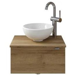 Waschtisch SAPHIR "Serie 6915 Waschschale mit Unterschrank f&uuml;r G&auml;stebad, G&auml;ste WC", braun (riviera eiche, riviera eiche, riviera eiche quer nb), B:51cm H:39,8cm T:35cm, Waschtische, Waschtisch, 51 cm breit, 1 T&uuml;r, Waschtischplatte, kleine B&auml;der, ohne Armatur