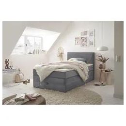 Boxspringbett ED EXCITING DESIGN "Luzern", grau (dunkelgrau), B:121cm L:209cm, 92% Polyester, 8% Nylon, Komplettbetten, Boxspringbett, inkl. Bettkasten