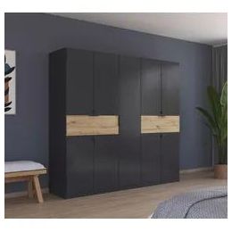 Dreht&uuml;renschrank Rauch "Kleiderschrank Schrank Garderobe W&auml;scheschrank TICAO", grau (graumetallic, eiche artisan), B:226cm H:210cm T:54cm, Holzwerkstoff, Schr&auml;nke, Dreht&uuml;renschrank, mit 2 ger&auml;umigen Schubladen, viel Stauraum MADE IN GERMANY