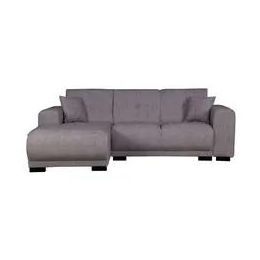 Ecksofa Home Affaire "Langeland L-Form", grau, B:234cm H:85cm T:163cm, 100% Polyester, Sofas, Ecksofa, incl. 2 Zierkissen, Recamiere wahlweise links oder rechts