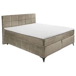 Boxspringbett ED EXCITING DESIGN "Navarra", grau (stone), B:183cm L:210cm, 100% Polyester, Komplettbetten, Boxspringbett, wahlweise mit Matratze