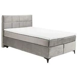 Boxspringbett ED EXCITING DESIGN "Navarra", silber, B:143cm L:210cm, 100% Polyester, Komplettbetten, Boxspringbett, wahlweise mit Matratze