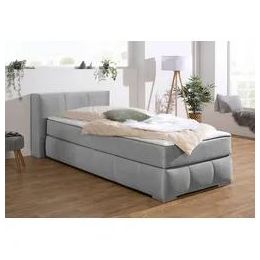 Boxspringbett Home Affaire "Chelles", silber, B:107cm L:225cm, Samtoptik (100% Polyester);Bezug der Spiegelfl&auml;che Matratzendrell aus 100% Polyester;Struktur fein 100% Polyester), Komplettbetten, Boxspringbett, inkl. Kaltschaumtopper, in 5 Breiten und 3 Matratzenarten