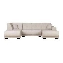 Wohnlandschaft Home Affaire "Langeland U-Form", beige (creme), B:297cm H:85cm T:163cm, 100% Polyester, Sofas, Wohnlandschaft, incl. 2 Zierkissen, Recamiere wahlweise links oder rechts