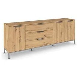 Kombikommode Rauch "Kommode T&uuml;rkommode Sideboard Kombikommode FLIPP", braun (eiche artisan), B:200cm H:72cm T:42cm, Holzwerkstoff, Sideboards, Kombikommode, 3-t&uuml;rig mit 3 Schubladen und Soft-Close-Funktion