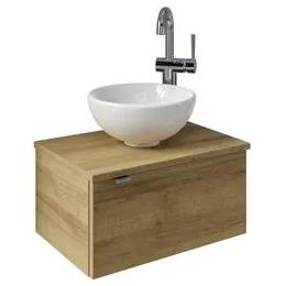 Waschtisch SAPHIR "Serie 6915 Waschschale mit Unterschrank f&uuml;r G&auml;stebad, G&auml;ste WC", braun (riviera eiche, riviera eiche, riviera eiche quer nb), B:51cm H:39,8cm T:35cm, Waschtische, Waschtisch, 51 cm breit, 1 T&uuml;r, Waschtischplatte, kleine B&auml;der, ohne Armatur