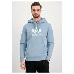Kapuzensweatshirt Alpha Industries "Basic Hoody", Herren, Gr. XL, bunt (graublau), angeraute Sweatware, Obermaterial: 80% Baumwolle, 20% Polyester, bedruckt, normal normal, Rundhals, Rippb&uuml;ndchen, Sweatshirts, Baumwollmischung, regular fit