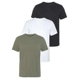 T-Shirt AJC, Herren, Gr. XXL (60/62), bunt (wei&szlig;, schwarz, oliv), Single Jersey, Obermaterial: 100% Baumwolle, unifarben, Basic, regular fit, Rundhals, abgesteppt, Shirts T-Shirt, lockere Passform, Basic-Stil