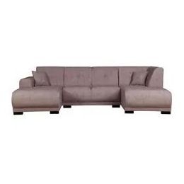 Wohnlandschaft Home Affaire "Langeland U-Form", grau (taupe), B:297cm H:85cm T:163cm, 100% Polyester, Sofas, Wohnlandschaft, incl. 2 Zierkissen, Recamiere wahlweise links oder rechts