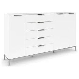 Kombikommode Rauch "Kommode T&uuml;rkommode Sideboard Kombikommode FLIPP", wei&szlig; (alpinwei&szlig;), B:200cm H:111cm T:42cm, Holzwerkstoff, Sideboards, Kombikommode, 3-t&uuml;rig mit 5 Schubladen und Soft-Close-Funktion